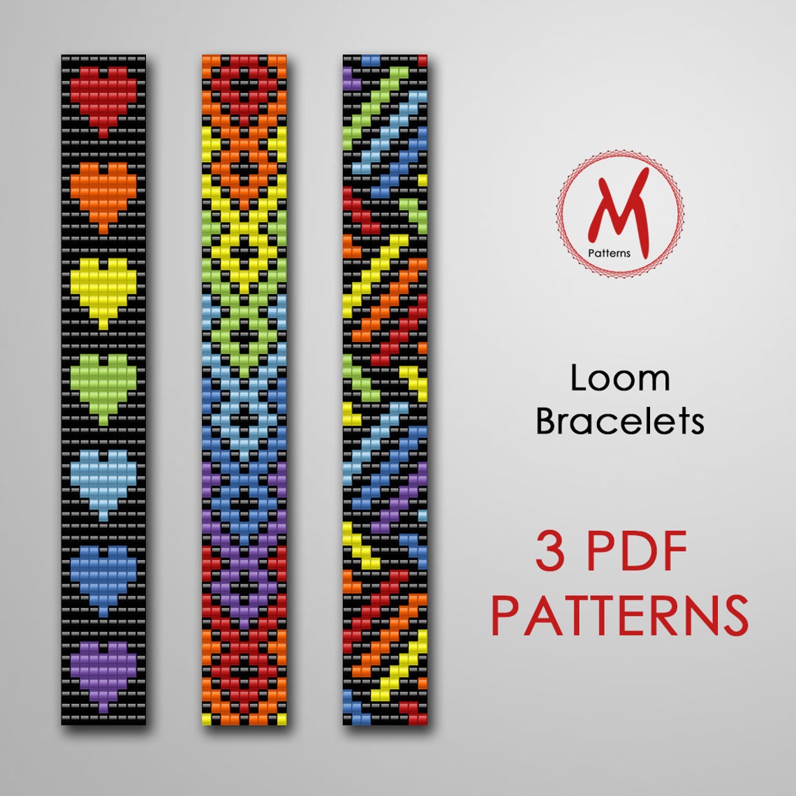 Rainbow Loom Bead Patterns for Bracelets Set of 3 Pattern 7 - Etsy