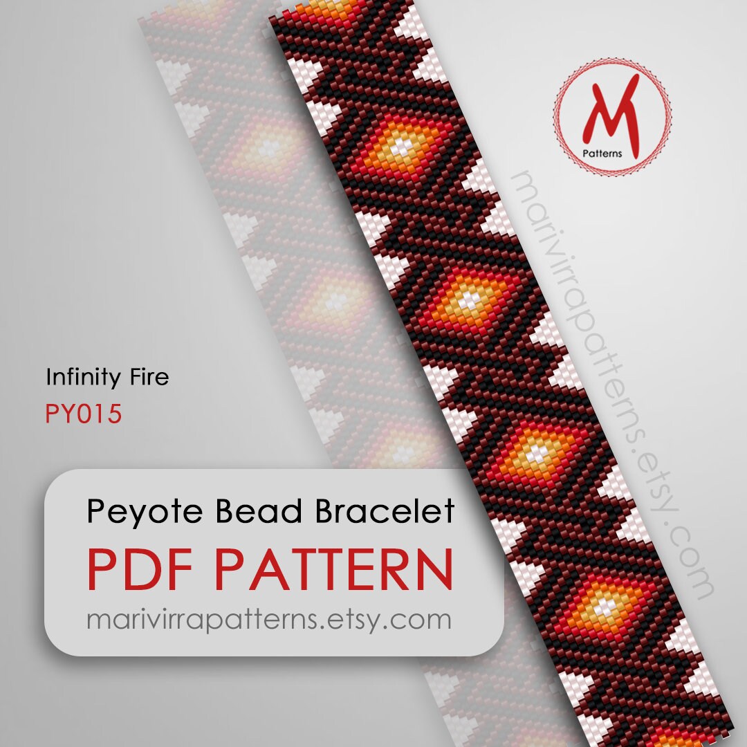 Infinity Fire Peyote Bead Pattern for Bracelet - Odd Count, Native ...
