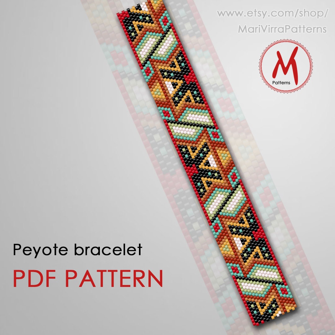 Opaque Abstract Peyote Bead Pattern for Bracelet Odd Count - Etsy