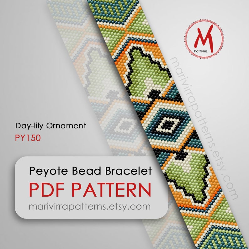 Day-ily Ornament Peyote Bead Pattern for Bracelet, Odd Count, Native ...