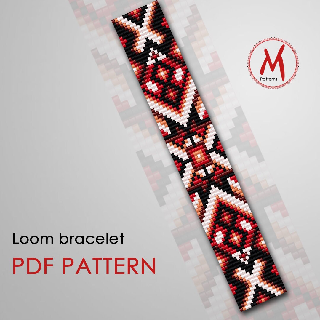 Red Triangle bead pattern for bracelet native inspired west | Etsy