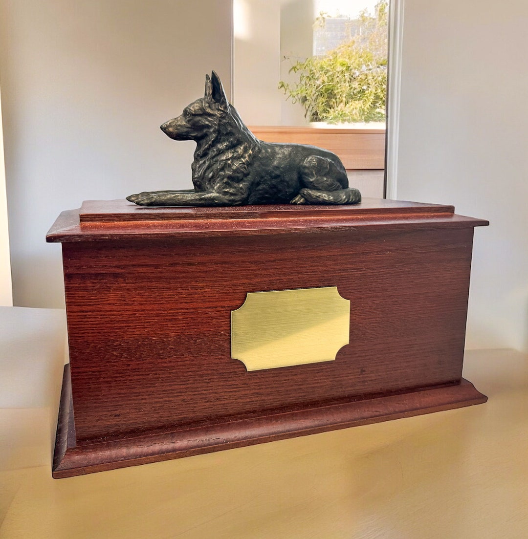 Beautiful Luxury Solid Ash German Shepherd Ashes Box, Alsatian Ashes ...