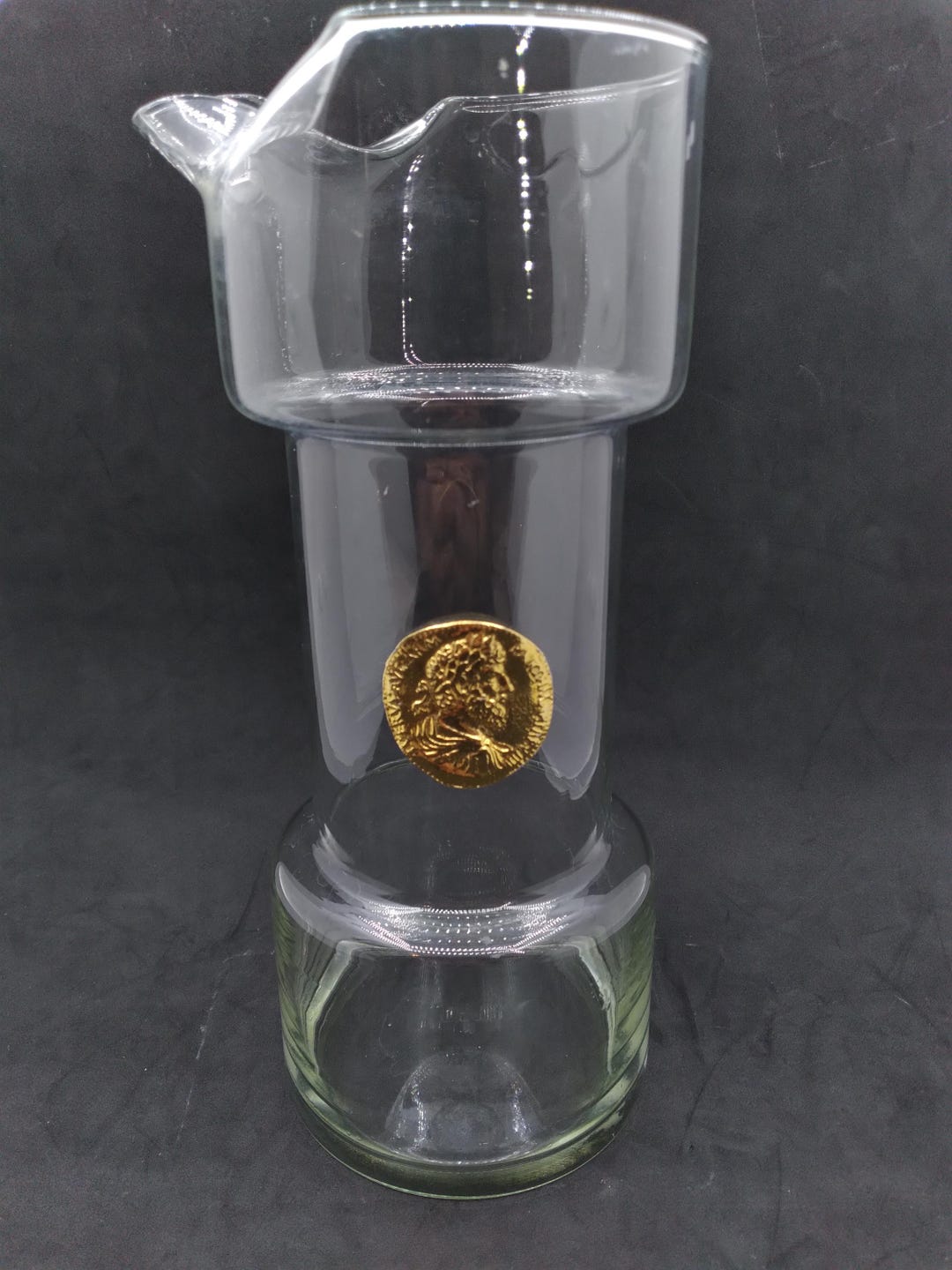 Mid-century Modern Glass Cocktail Pitcher With Raised Antique Gold ...