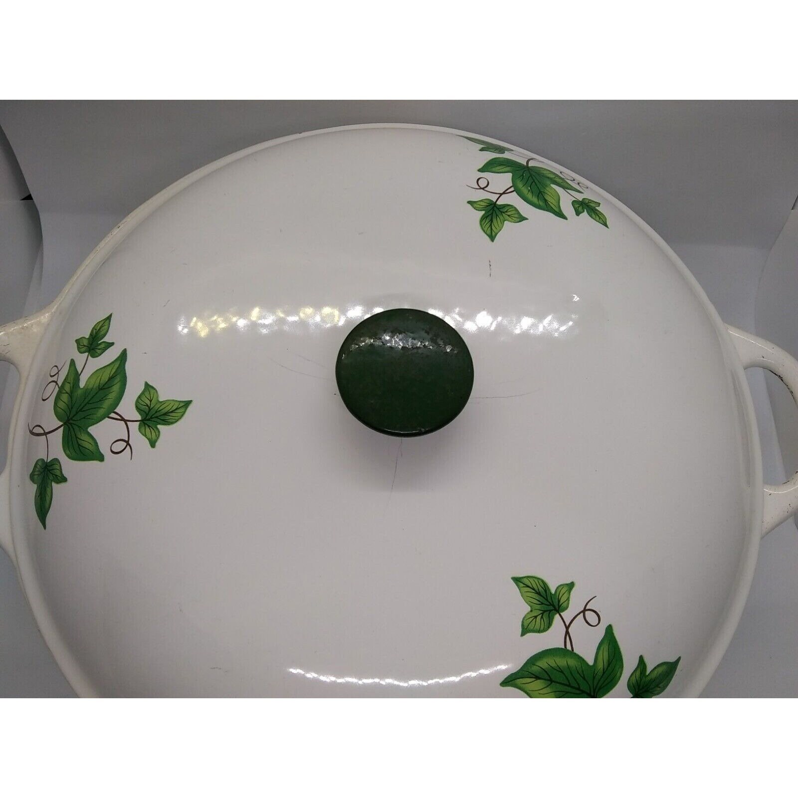 Vtg Set Prizer Ware Enamel Cast Iron Green Ivy Casserole Skillet D-12 W ...