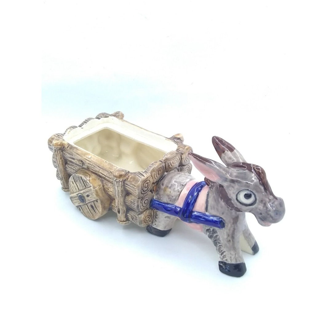 Vintage Mid Century Made in Japan Burro Donkey &cart Planter or Trinket ...