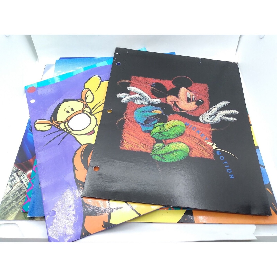 VTG Set 4 Disney Mickey Tigger Pooh & Dolphins 3 Ring Folders for ...