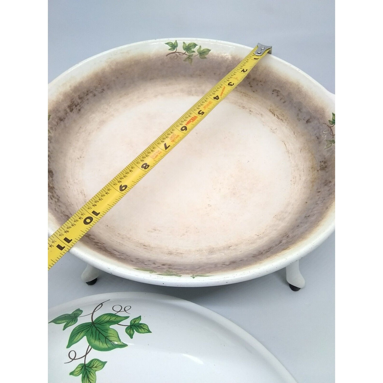 Vtg Set Prizer Ware Enamel Cast Iron Green Ivy Casserole Skillet D-12 W ...