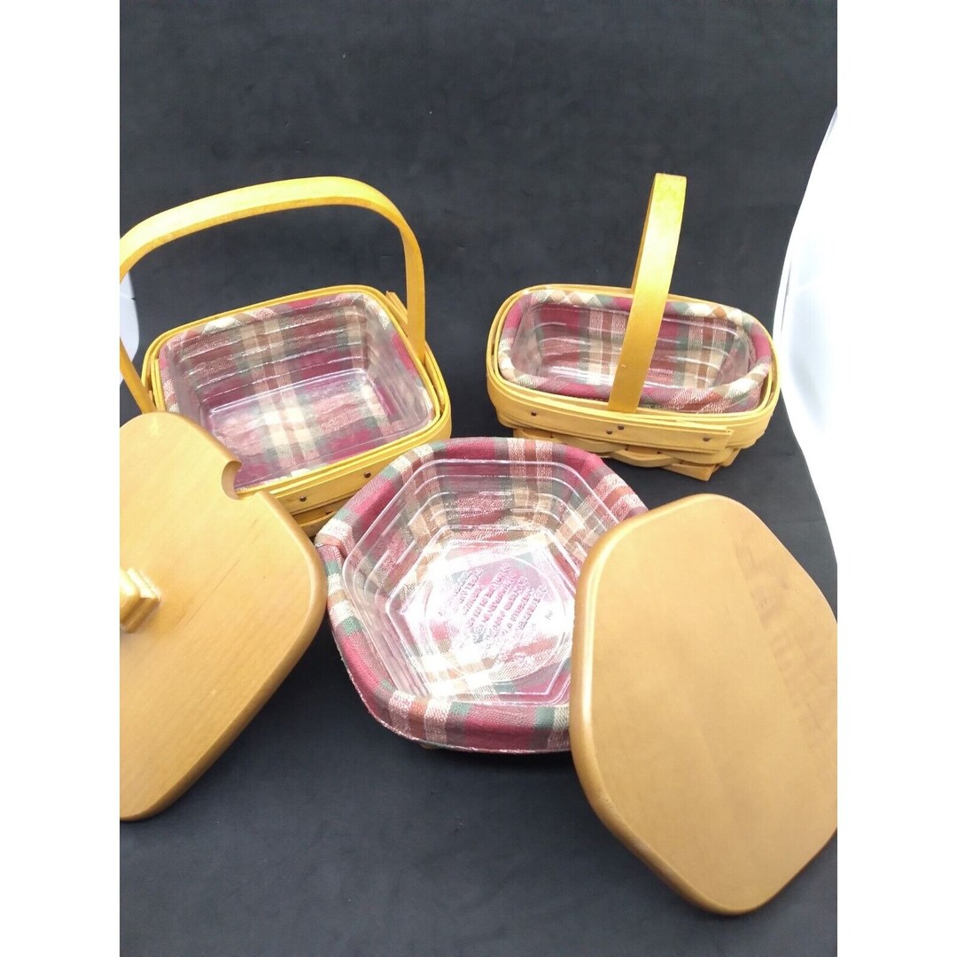 Vtg Set 3 Sm Matching Longaberger Baskets 2 Lidded Hexagon - Etsy