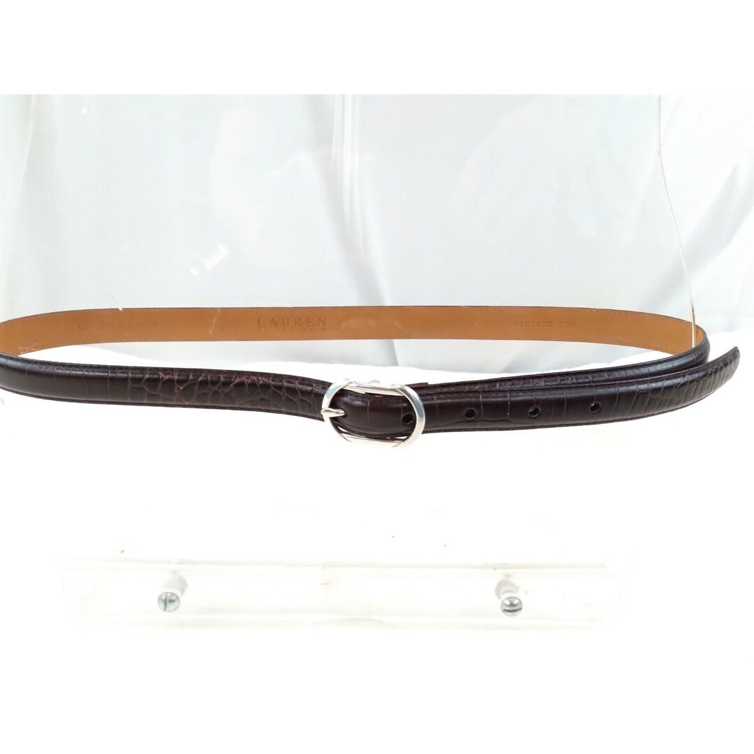 Ralph Lauren RLL Dark Brown Croc Print Italian Leather Women's Slim ...