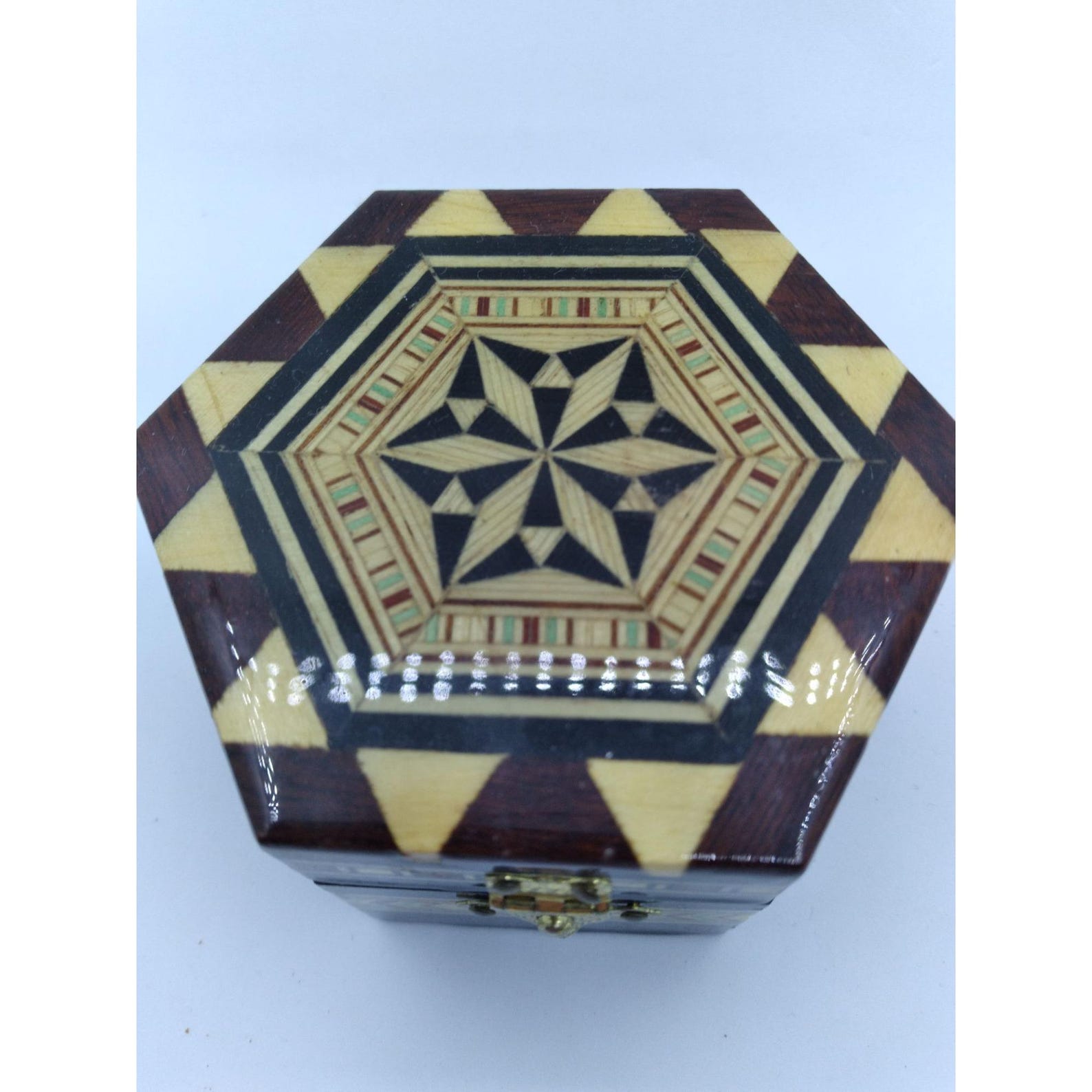 Handmade Taracea Wooden Moorish Style 3.25 Hexagon Trinket Box From Spain - Etsy
