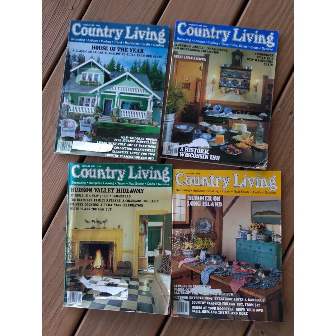 Vtg. Bundle of 4 1992 Country Living Magazines Craft Decor Ads Idea ...