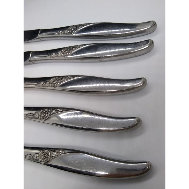 Vintage Oneida Rose Pattern Set of 5 Knives - Etsy