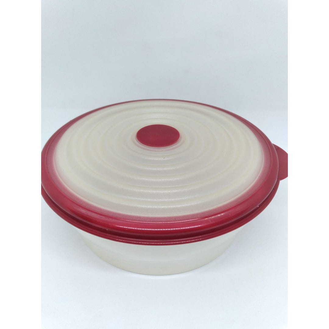 Vtg. Tupperware 1.4L 6 Cup Stuffables Round Bowl With Red Clear Seal ...