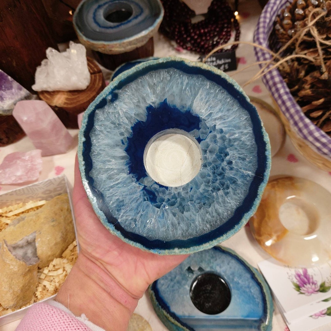 Agate Slice Tealight Candle Holder, Ethically Sourced, High Quality ...