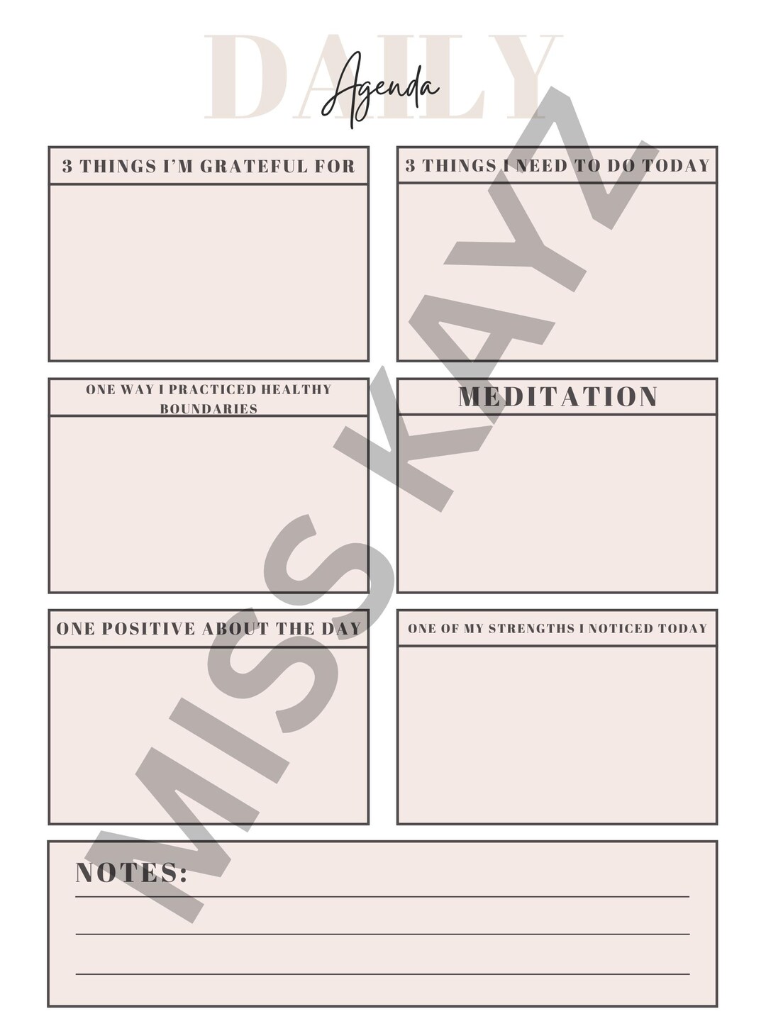 Basic Daily Agenda - Printable - Etsy