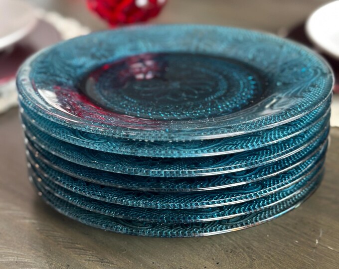 1x 8” Vintage Indiana Tiara Bicentennial Blue Plate Salad Plate Vintage ...