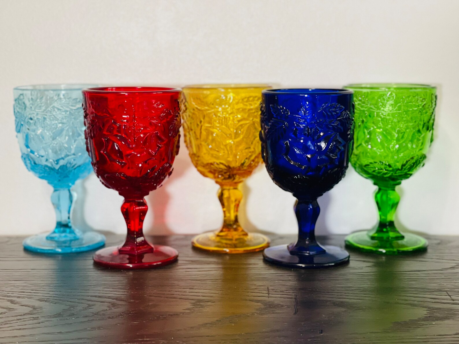 Vintage Fenton Madonna Inn Flat Wild Rose Goblets Goblets Multicolored ...