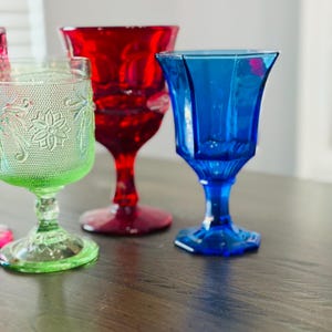 6 Vintage Multicolored Goblets Mismatch Mixed Water Goblets Fall Decor ...