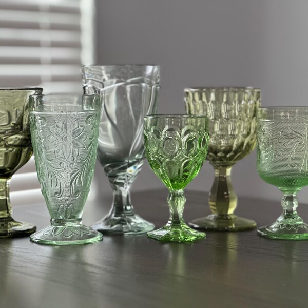 Green Water Goblets - Etsy