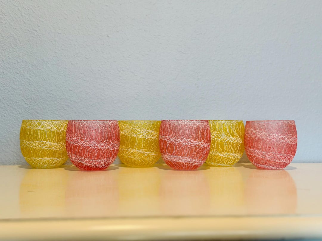 6 Vintage Color Craft Spaghetti String Roly Poly MCM Pink Glasses ...