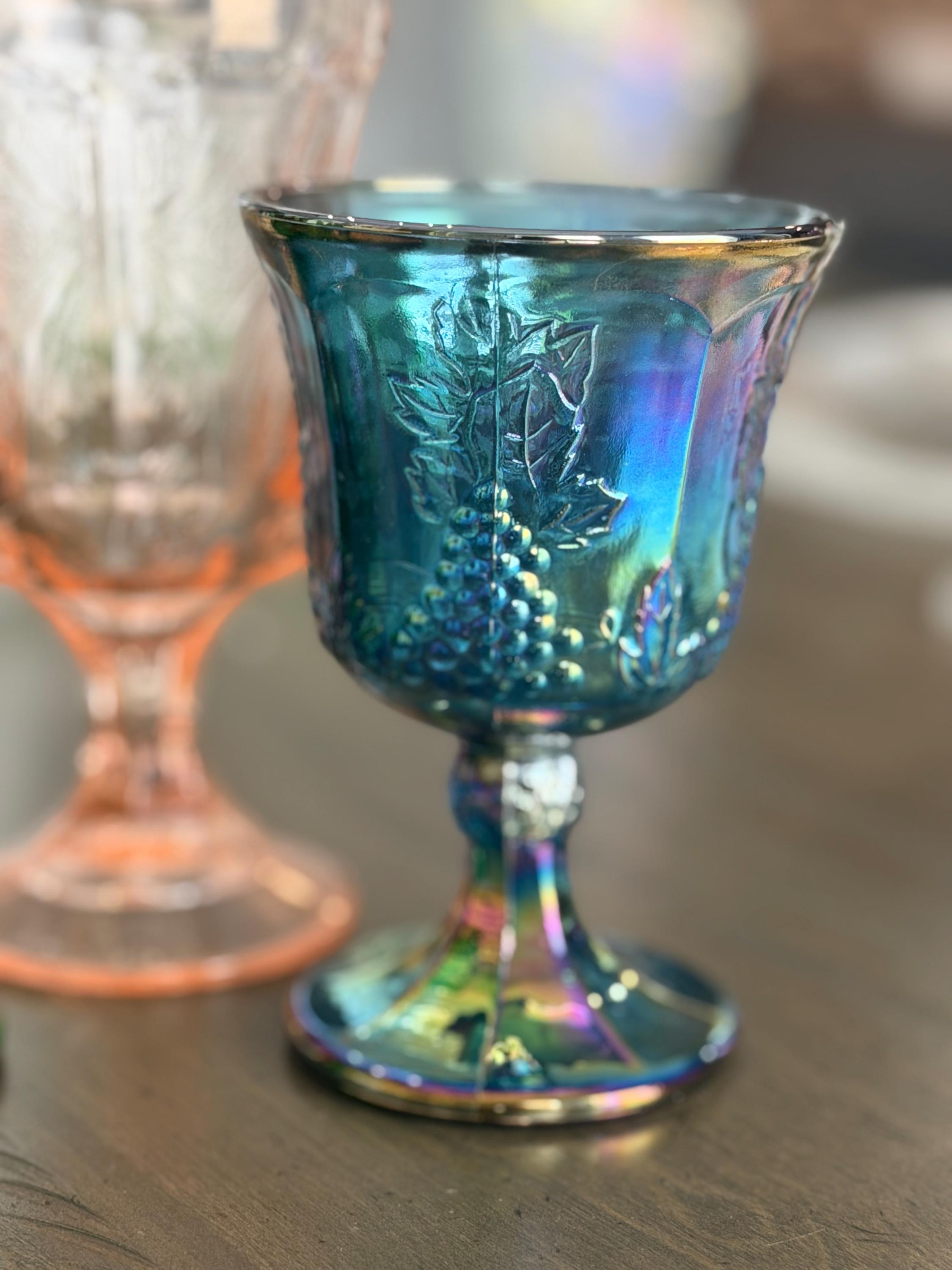 6 Vintage Multicolored Goblets Mismatch Mixed Water Goblets Fall Decor ...