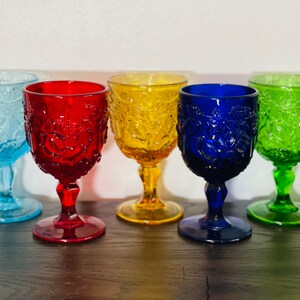 Vintage Fenton Madonna Inn Flat Wild Rose Goblets Goblets Multicolored ...
