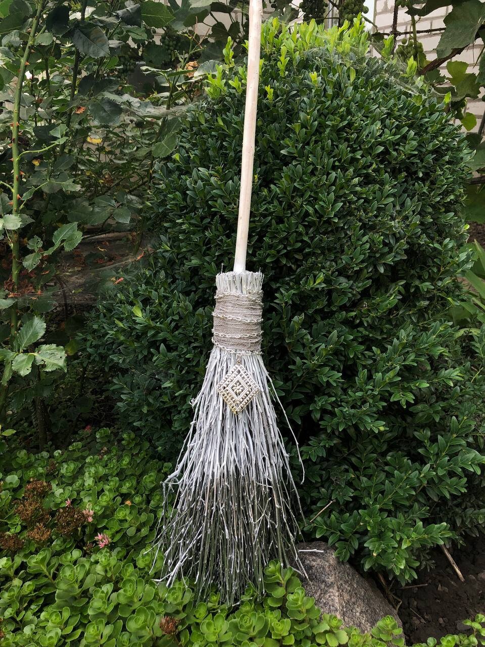 SILVER and White Birch Broom, Besom, Birch Broom, Natural Witch Broom ...
