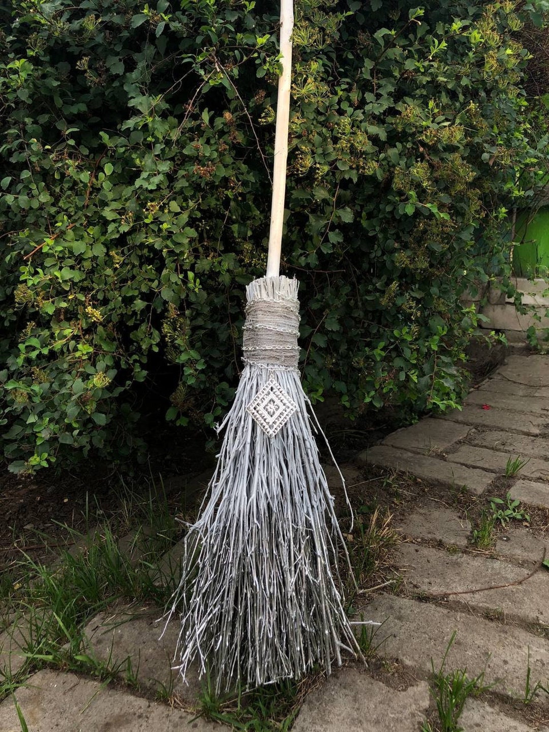 SILVER and White Birch Broom, Besom, Birch Broom, Natural Witch Broom ...