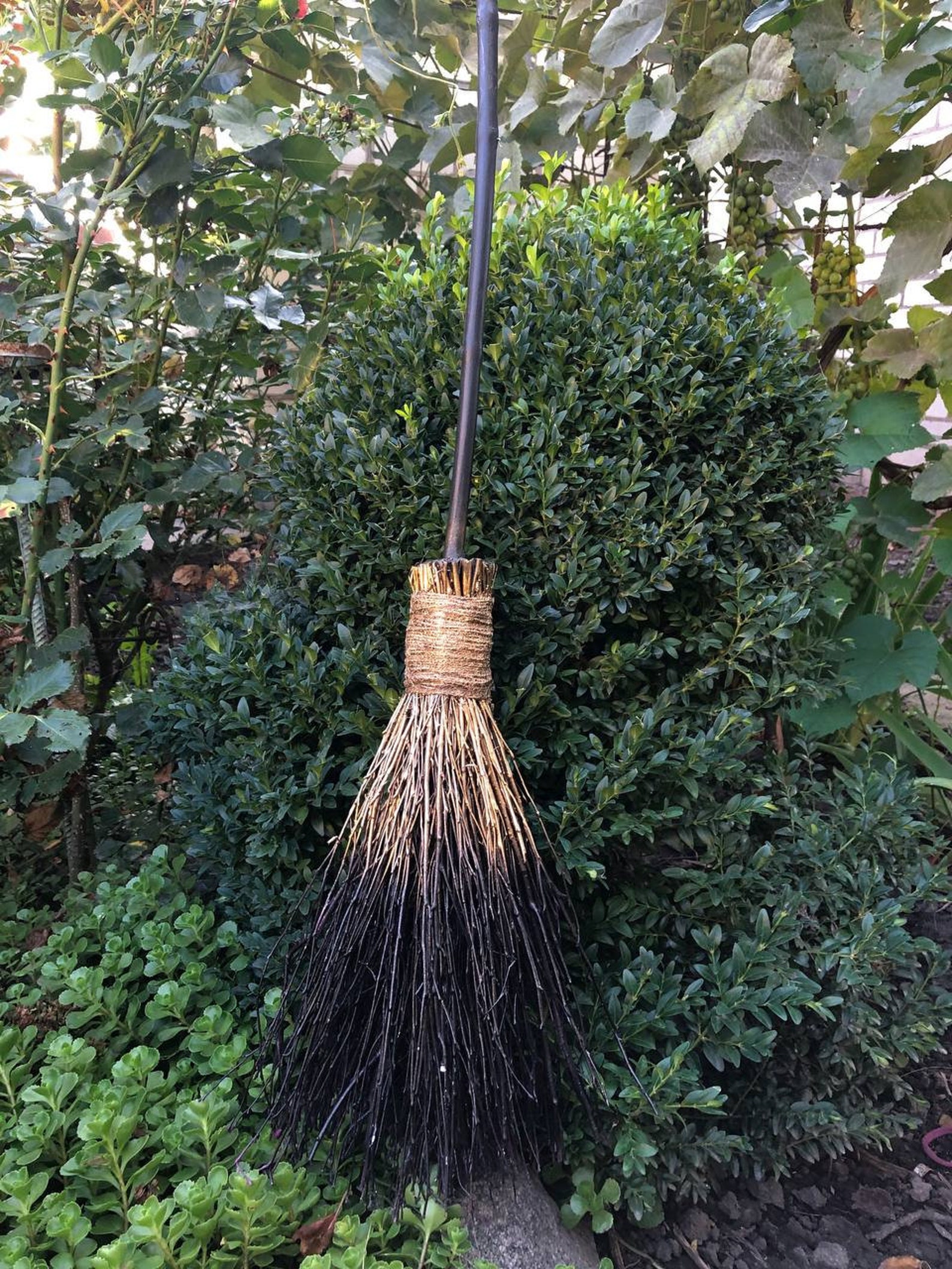 Gold Black Birch Broom, Besom, Birch Broom, Natural Witch Broom, Wizard ...