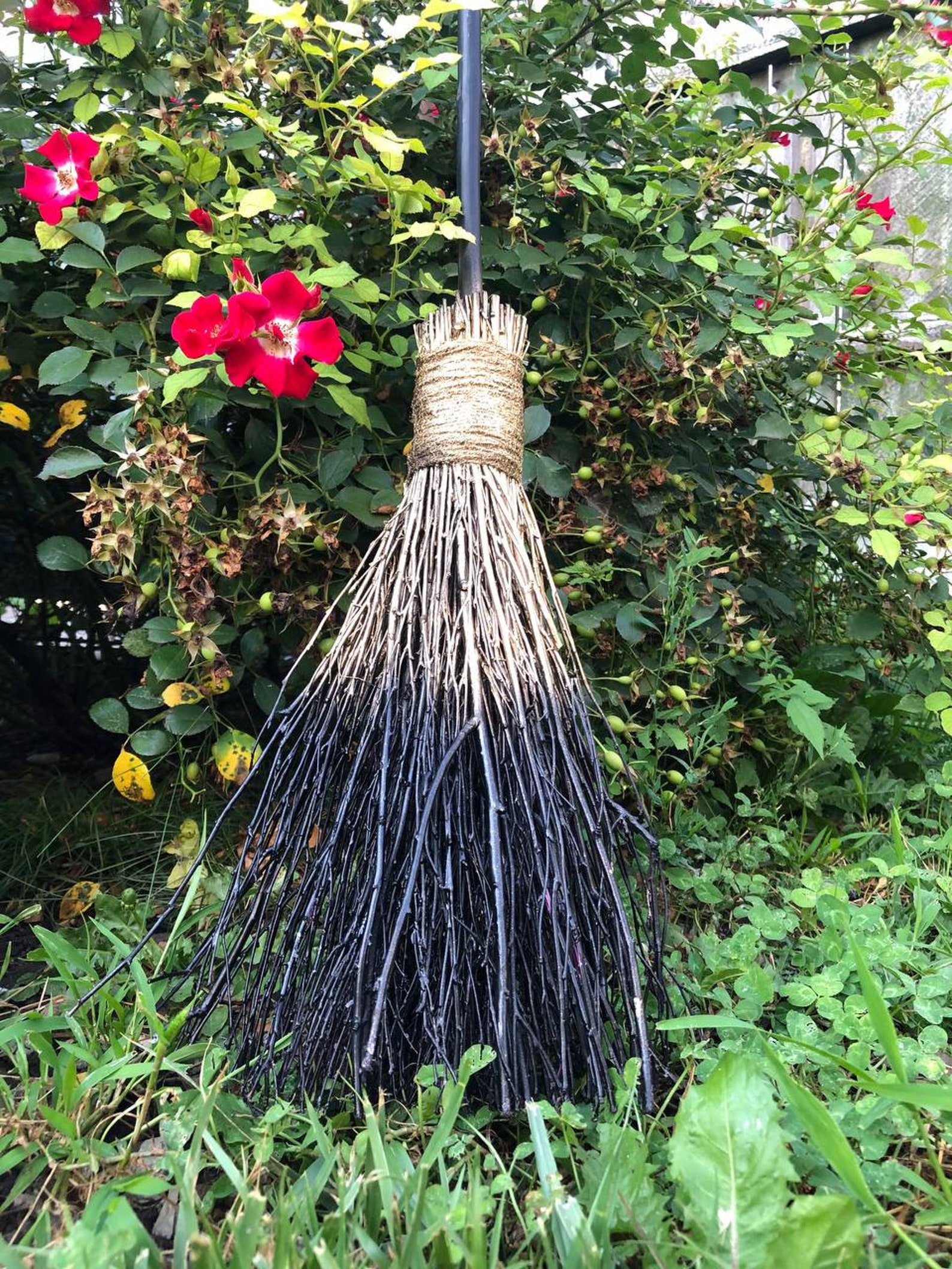 Gold Black Birch Broom, Besom, Birch Broom, Natural Witch Broom, Wizard ...