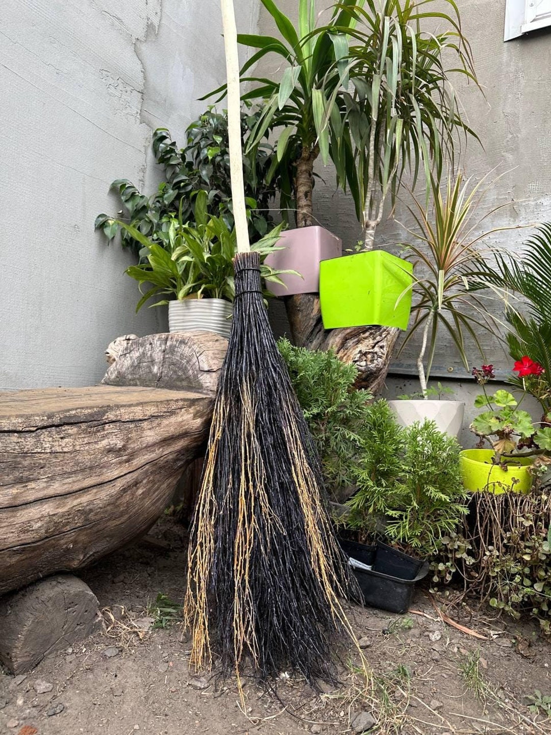 Black and Yellow Goji Broom, Besom, Lycium Broom, Natural Witch Broom ...