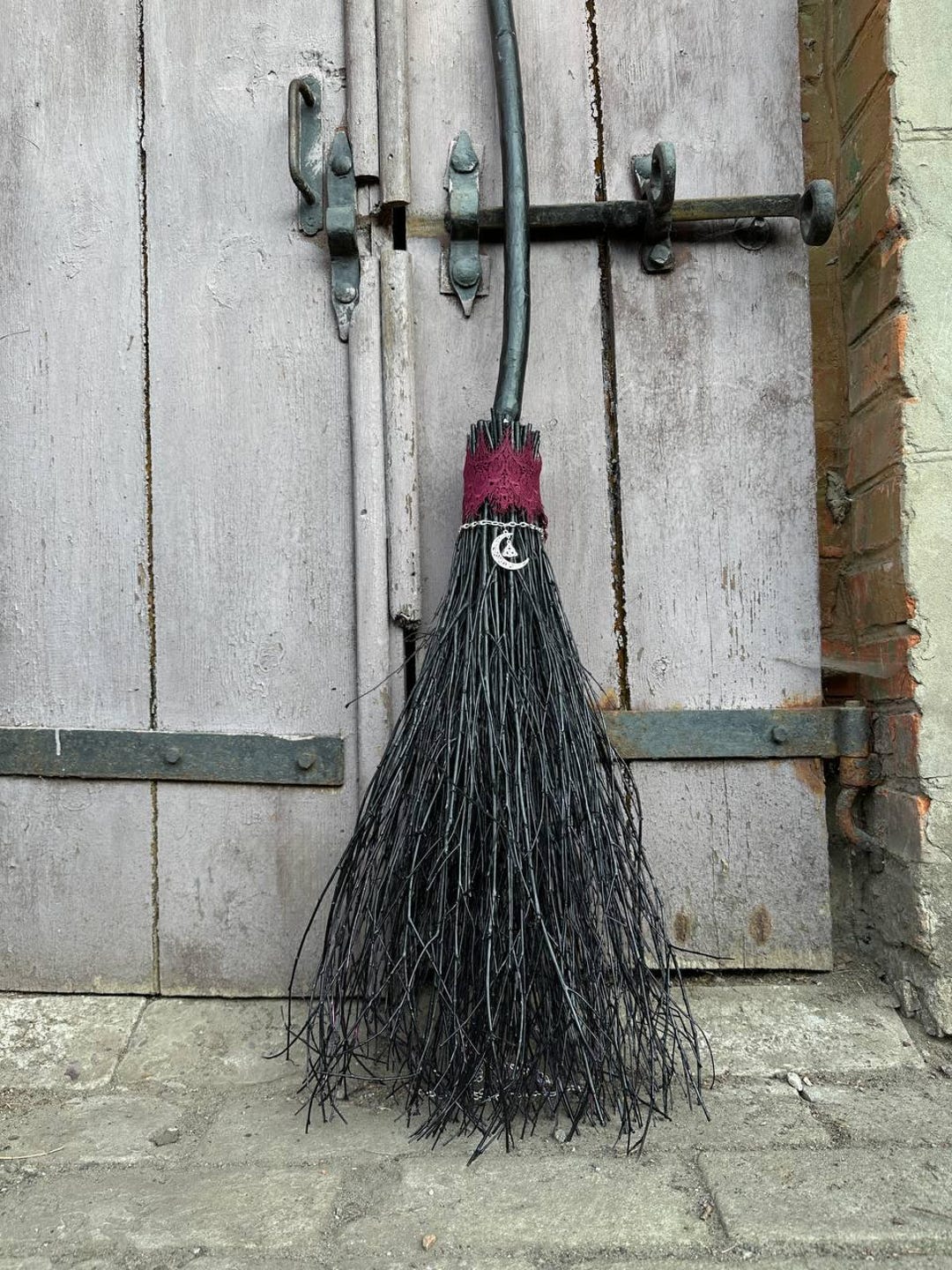Black Protection Broom Besom, Witch Broom With Lace, Birch Broom ...