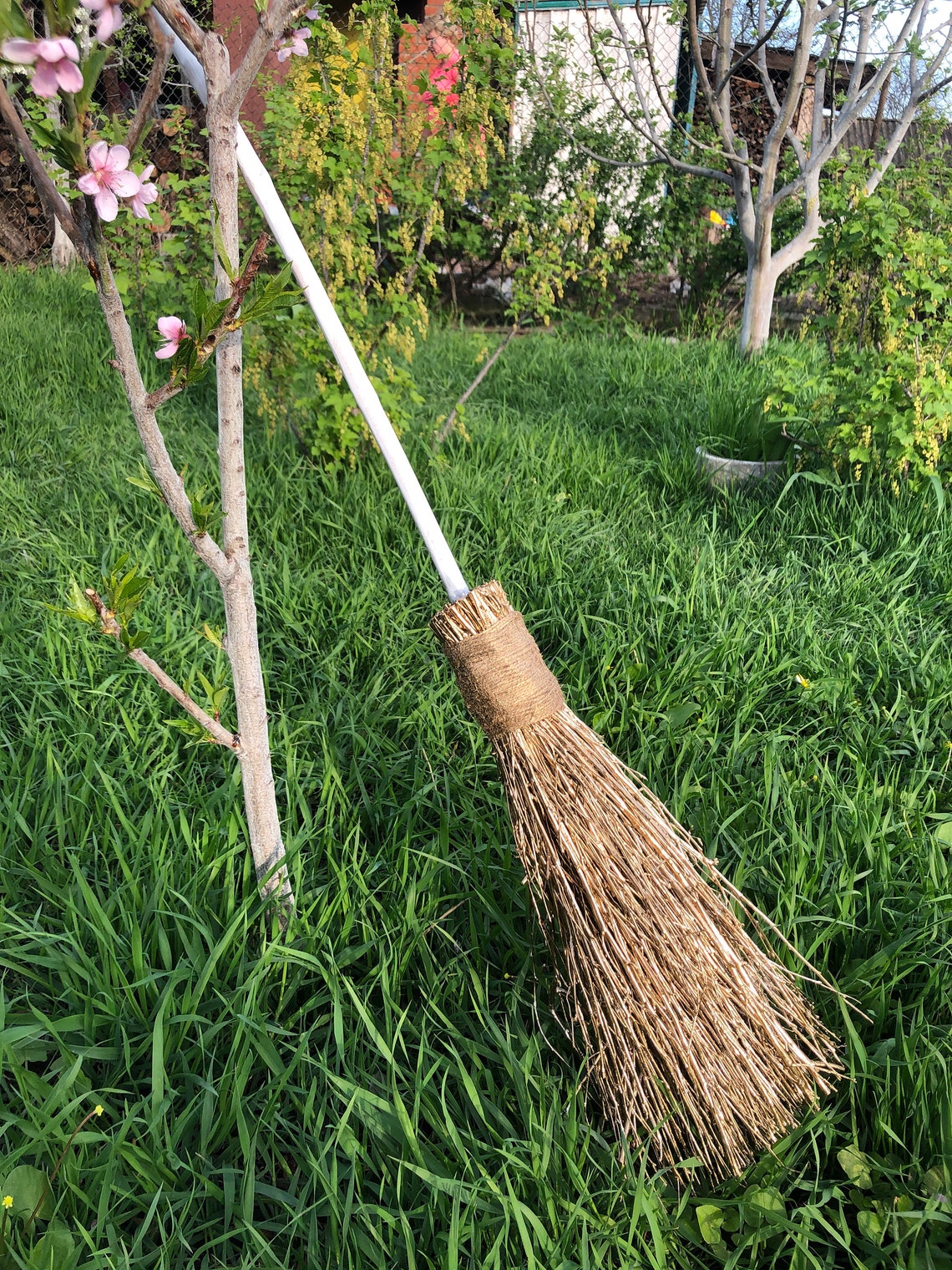 GOLDEN Birch Broom, Besom, Birch Broom, Natural Witch Broom, Wizard ...