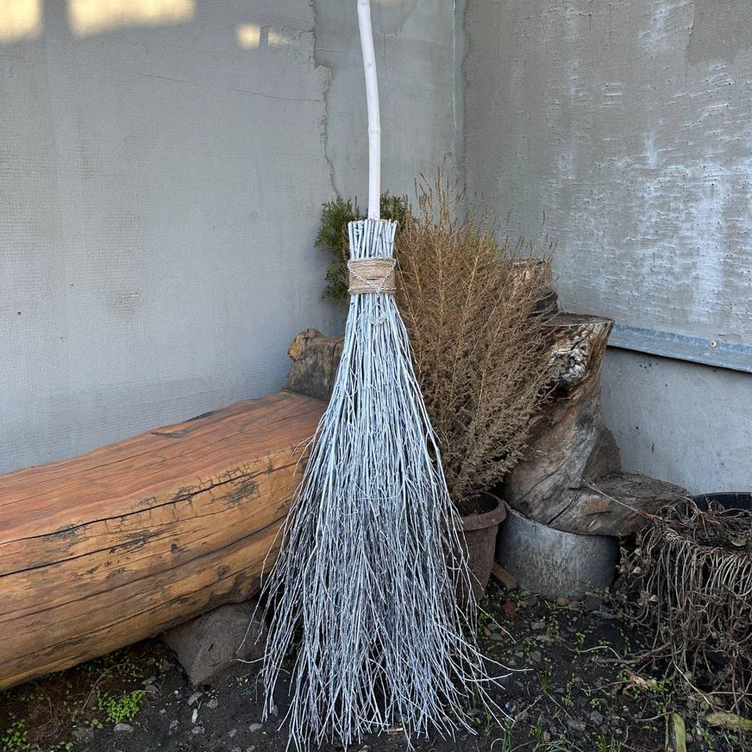 SILVER and White Birch Broom, Besom, Birch Broom, Natural Witch Broom ...