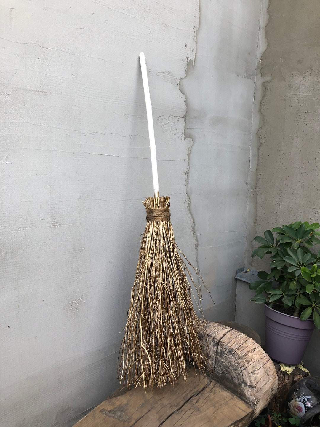 GOLDEN Birch Broom, Besom, Birch Broom, Natural Witch Broom, Wizard ...