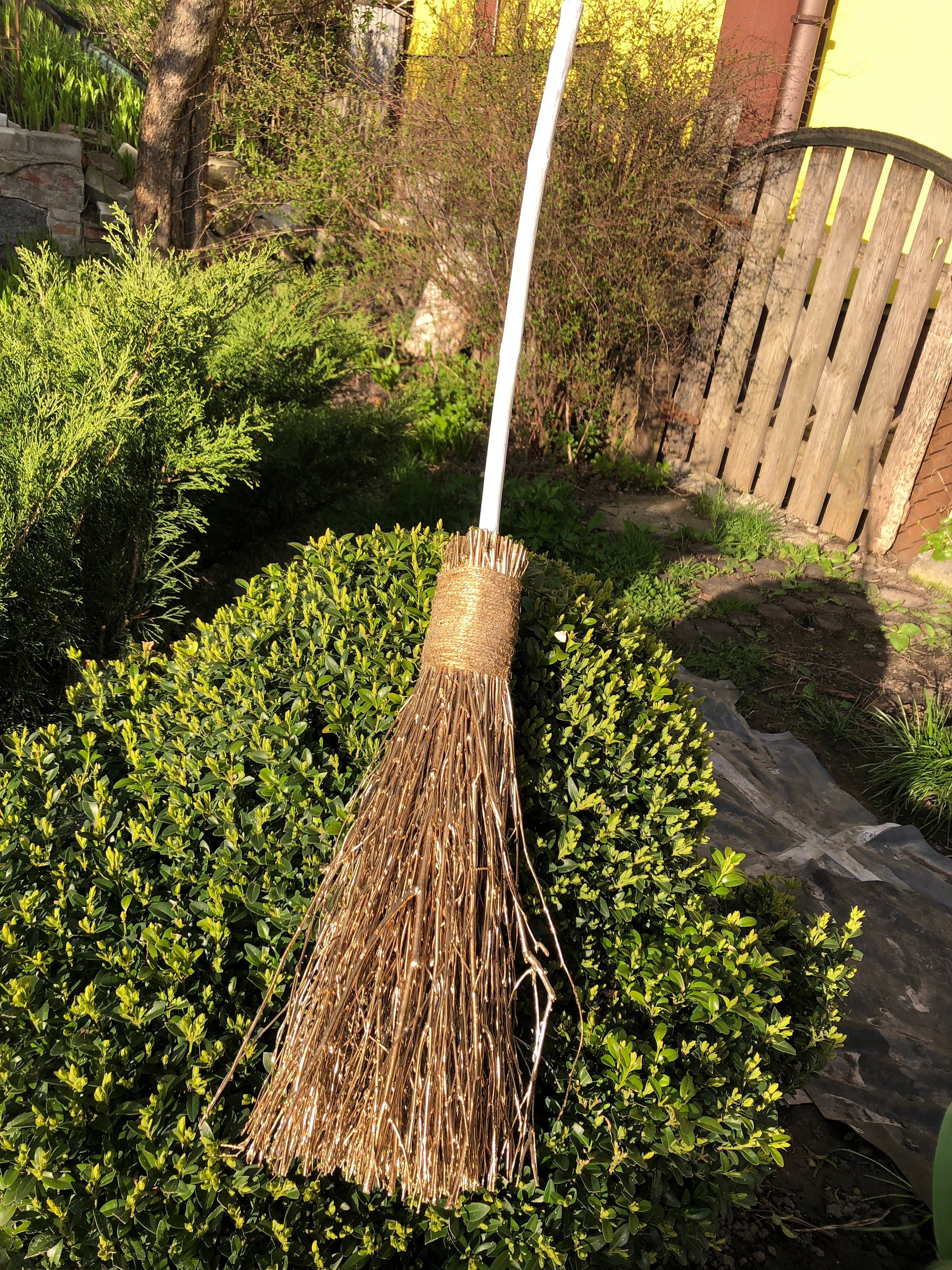 GOLDEN Birch Broom, Besom, Birch Broom, Natural Witch Broom, Wizard ...