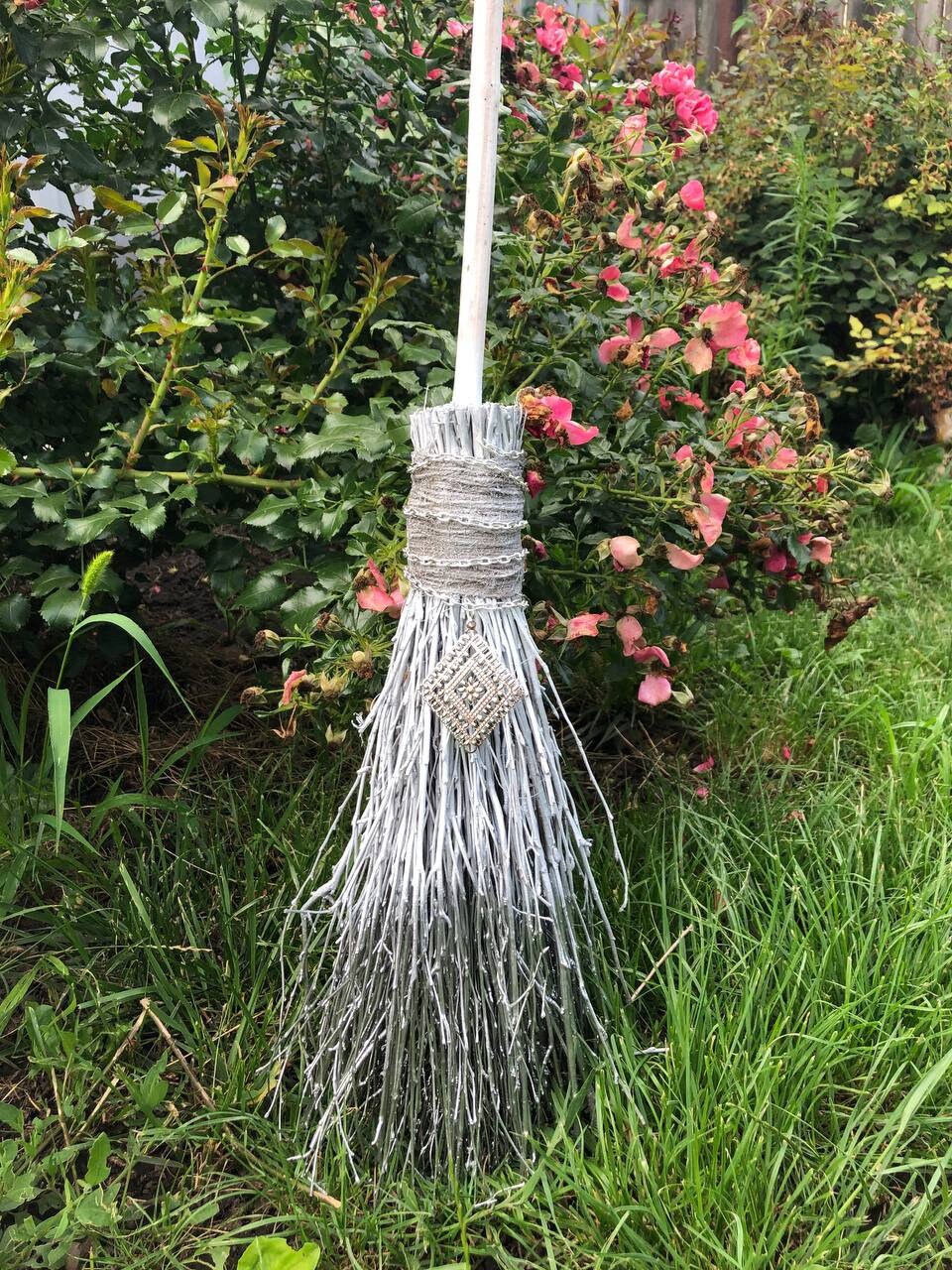 SILVER and White Birch Broom, Besom, Birch Broom, Natural Witch Broom ...