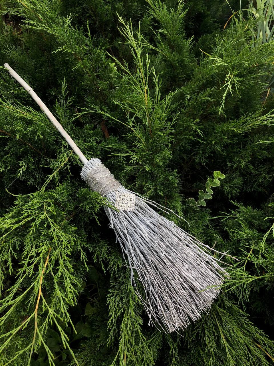 SILVER and White Birch Broom, Besom, Birch Broom, Natural Witch Broom ...