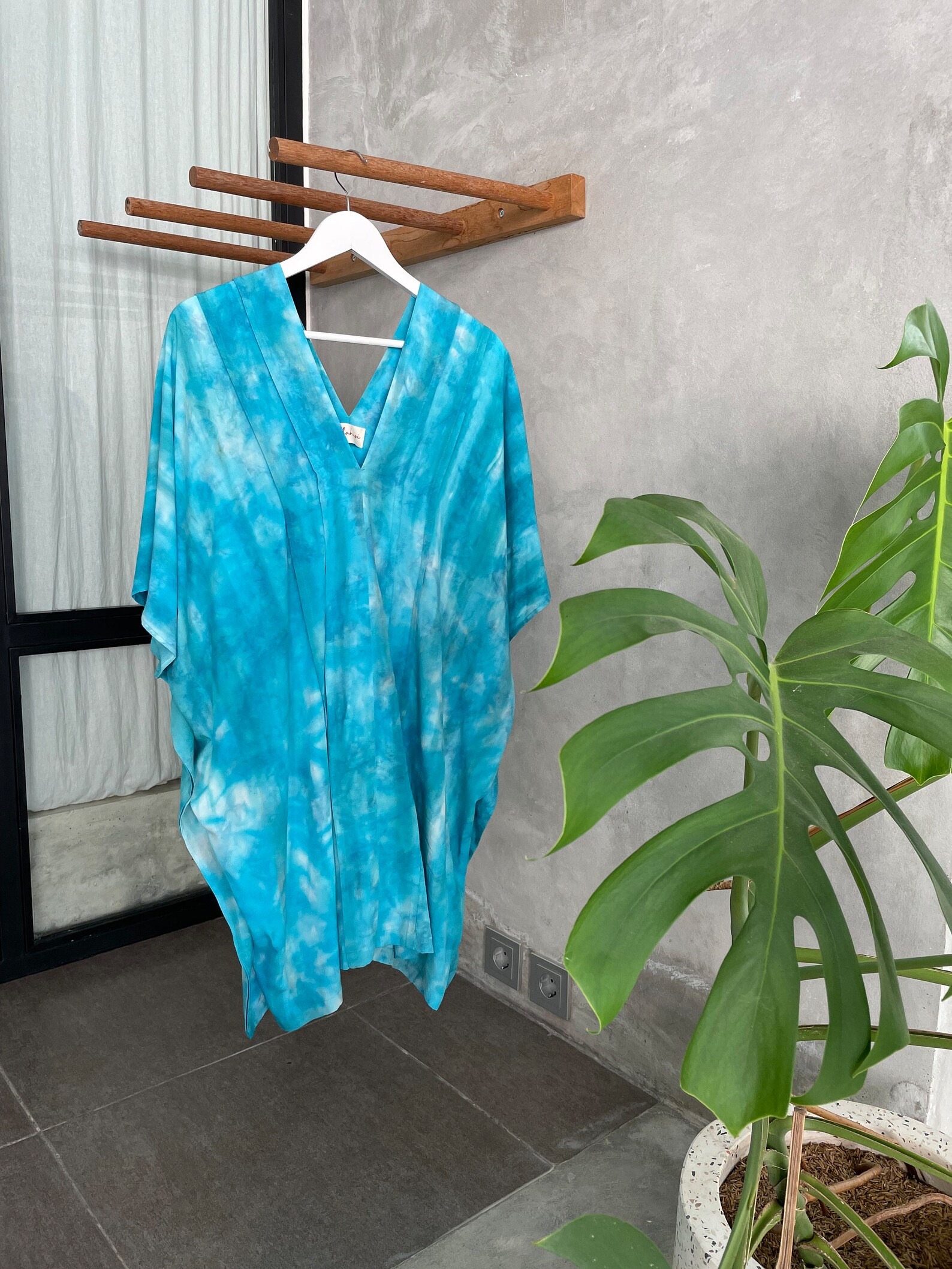 Tie Dye Beach Coverup Turquoise Blue Hand Dyed Tunic Dress Plus Size ...