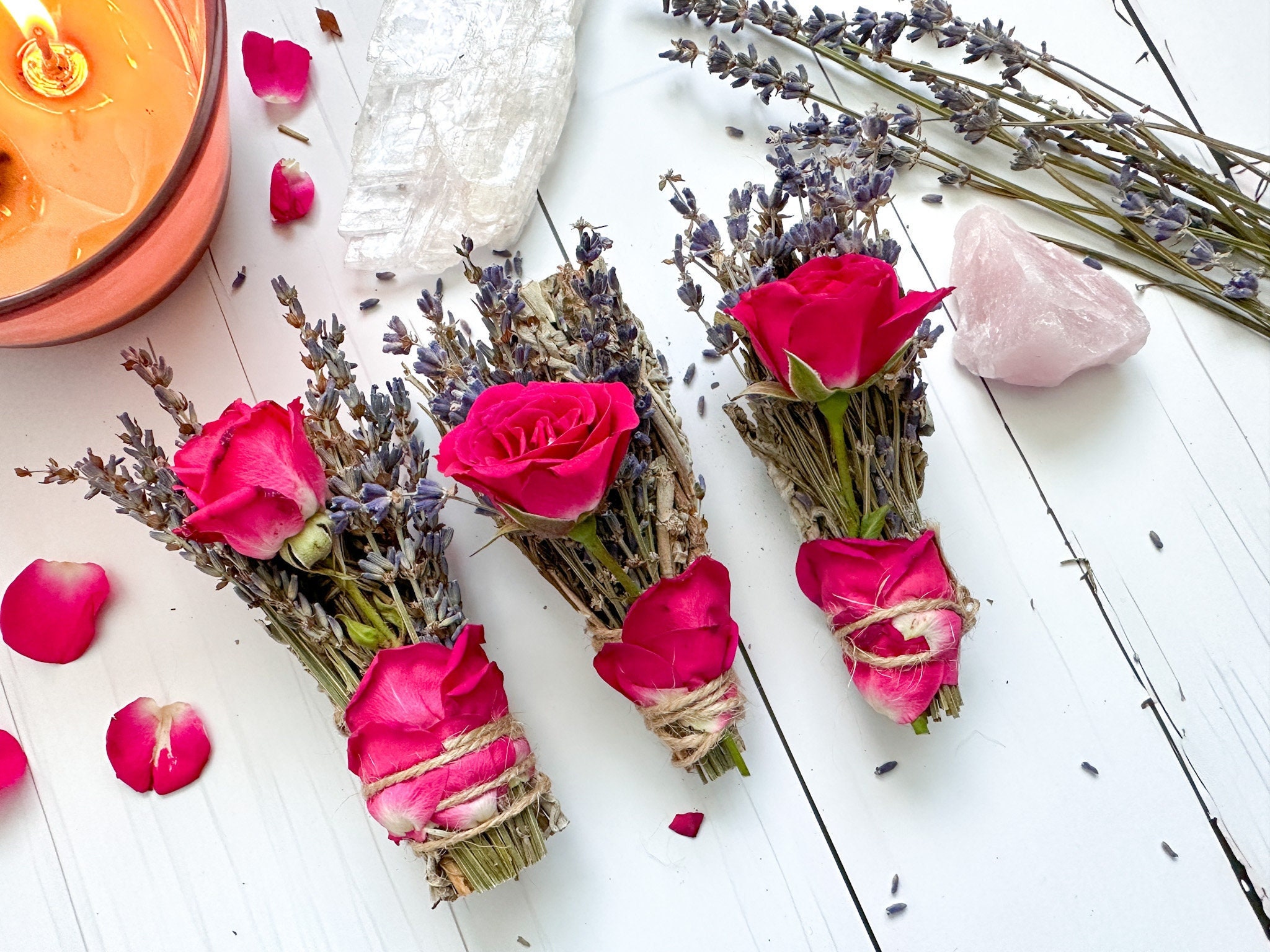 Smudge Stick With Flowers White Sage Organic Anxiety Relief Smoke ...