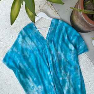 Tie Dye Beach Coverup Turquoise Blue Hand Dyed Tunic Dress Plus Size ...