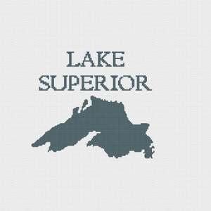 Lake Superior with Name Cross Stitch Pdf Download Pattern Fits 9 ...