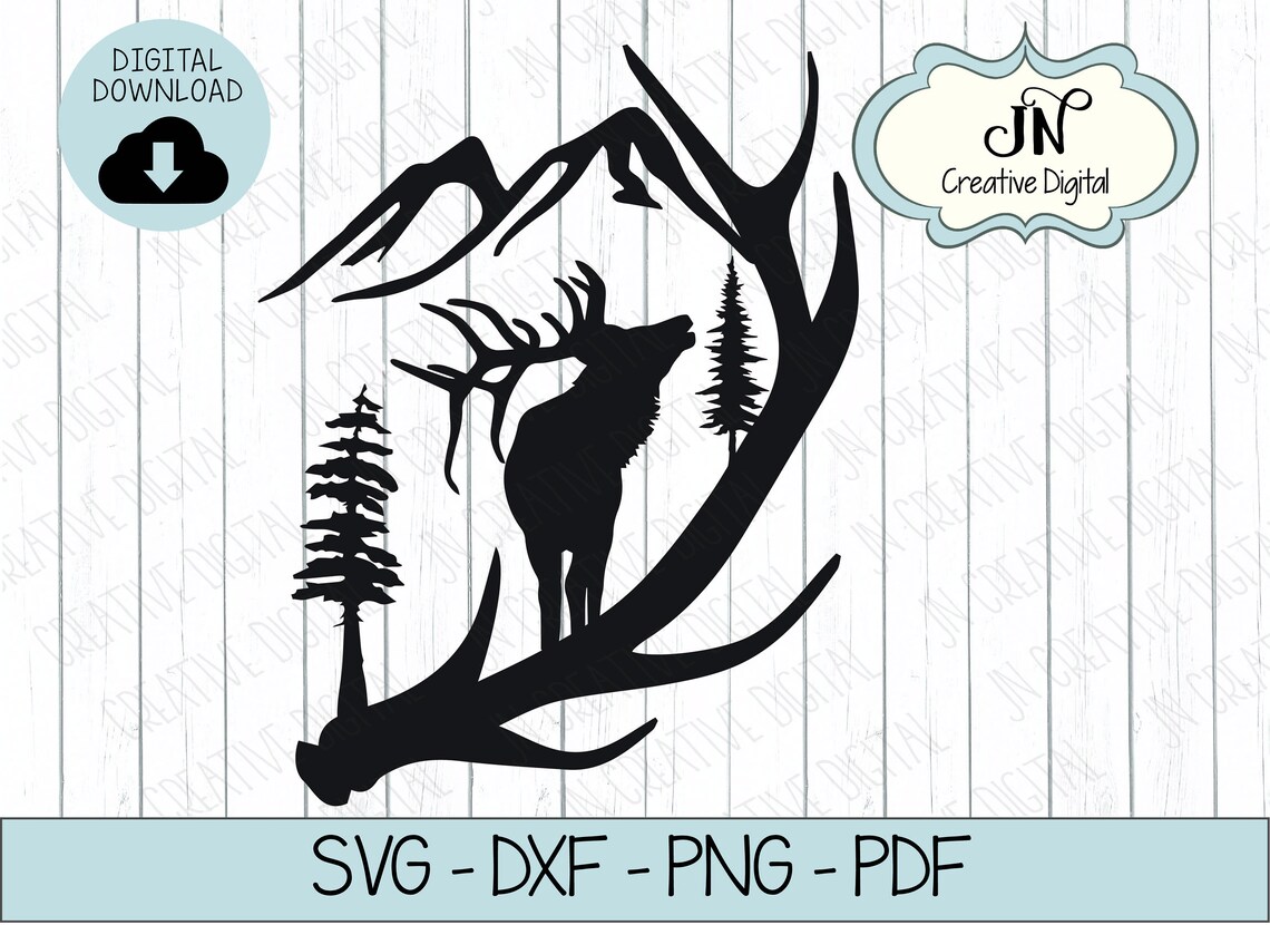 Elk Antler Scene SVG Cut File Cut File DXF SVG Cut File - Etsy