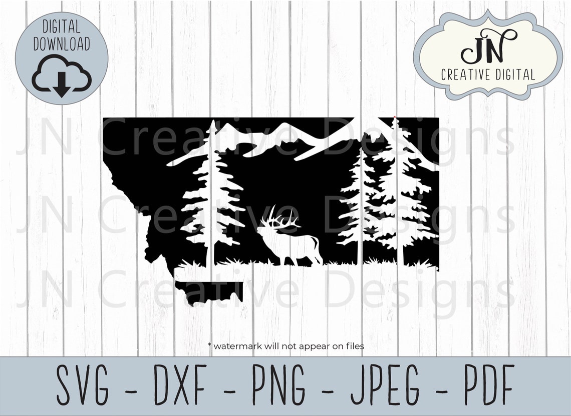 Montana State Elk Scene SVG Cut File Cut File DXF SVG Cut - Etsy