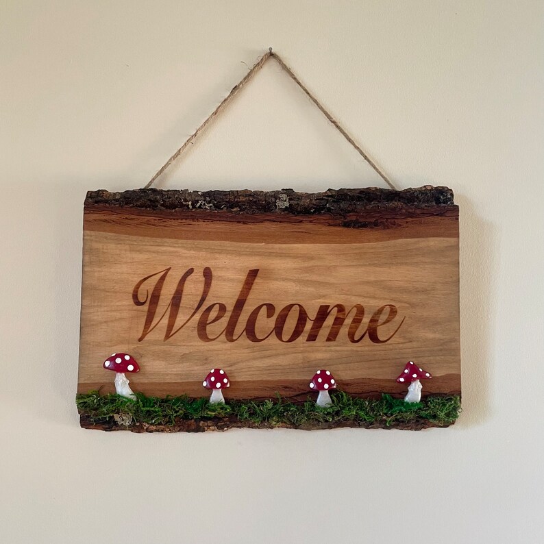 Live Edge Wooden Welcome Sign Front Door House Warming Gift - Etsy