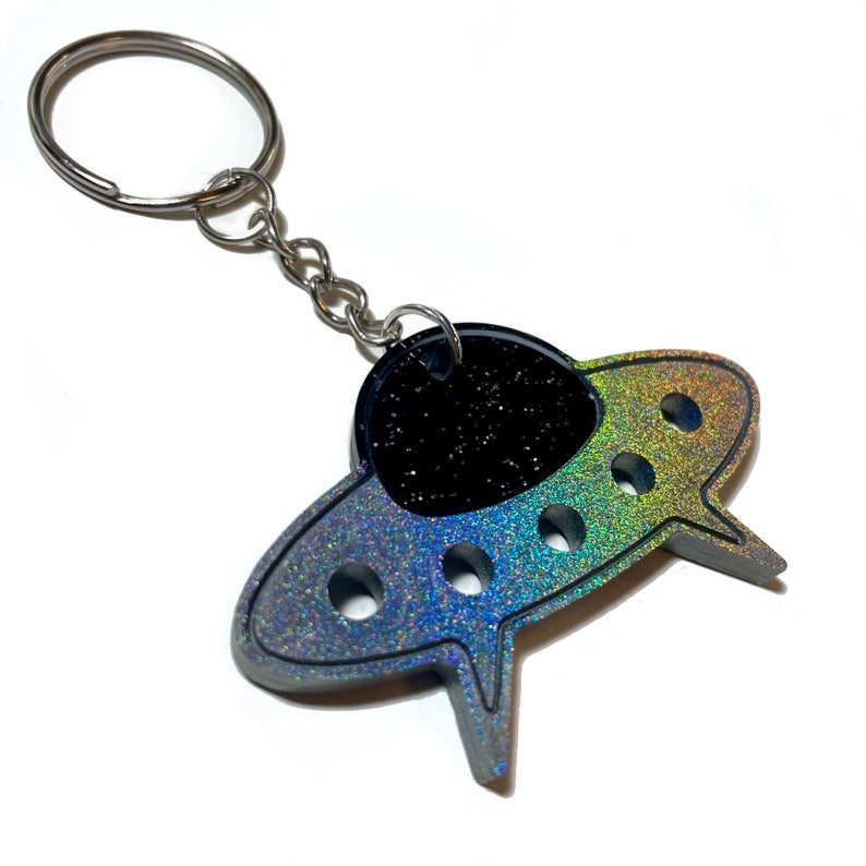 Holographic Alien Spaceship Keychain New Driver Car Gift - Etsy