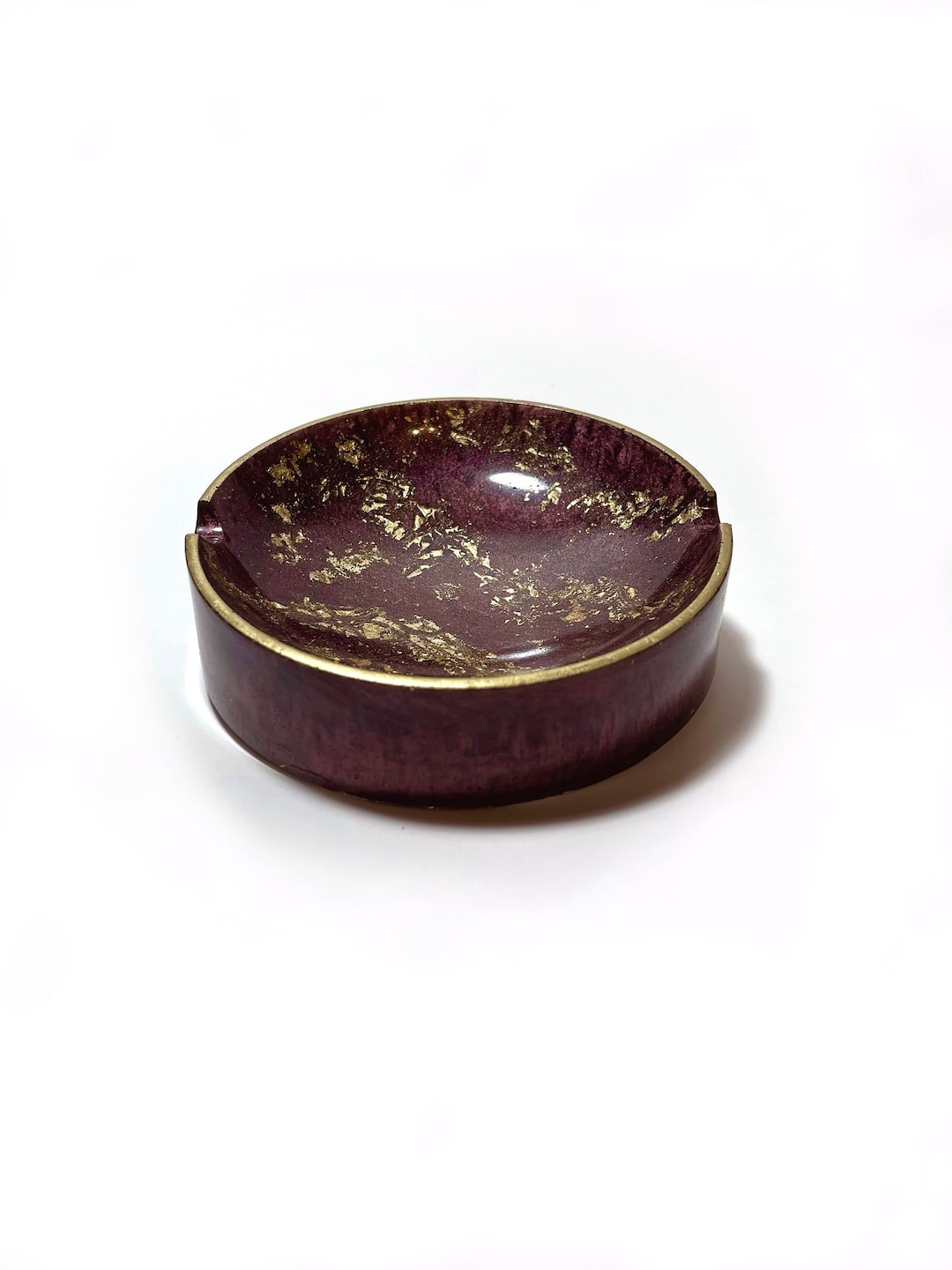 Maroon and Gold Ashtray, Fancy Ashtray, Rustic Ashtray, Gold, Resin ...