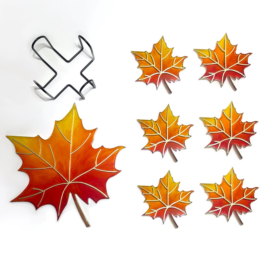 Autumn Maple Leaves Coaster Set, Thanksgiving Table Centerpiece Decor ...