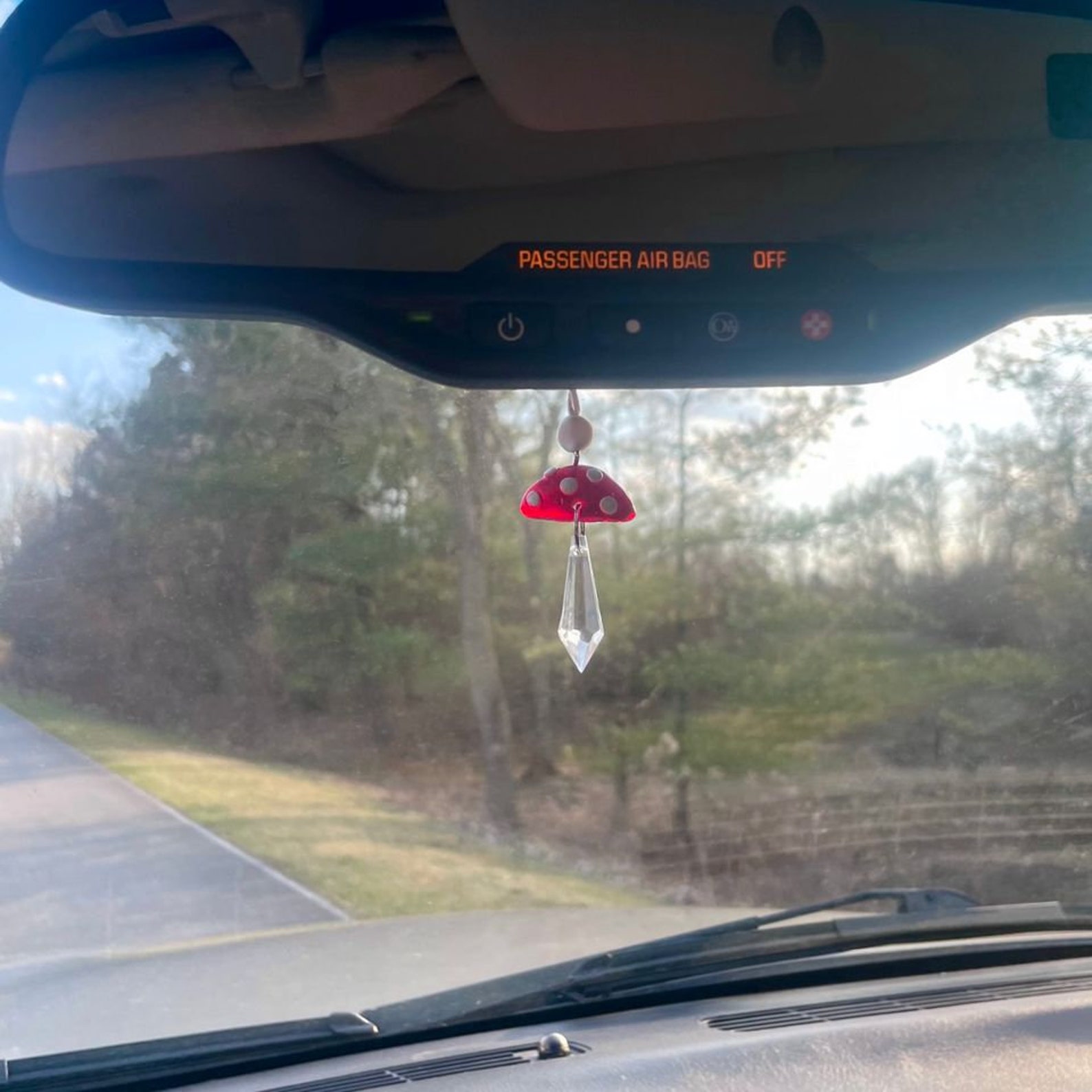 Mini Mushroom Car Charm, Crystal Suncatcher, Auto Rearview Mirror ...