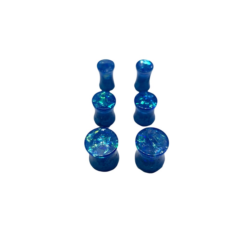 Size (2g, 0g, 00g) 6mm, 8mm, 10mm, Double Flare Gauges, Ear Plugs, Blue ...